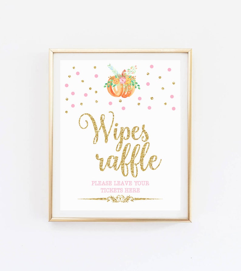 Pumpkin Wipes Raffle Sign Orange Pink and Gold Polka Dots - Etsy