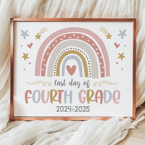 Boho Rainbow Last Day of 4th Grade Sign Printable, Girl End of School ...
