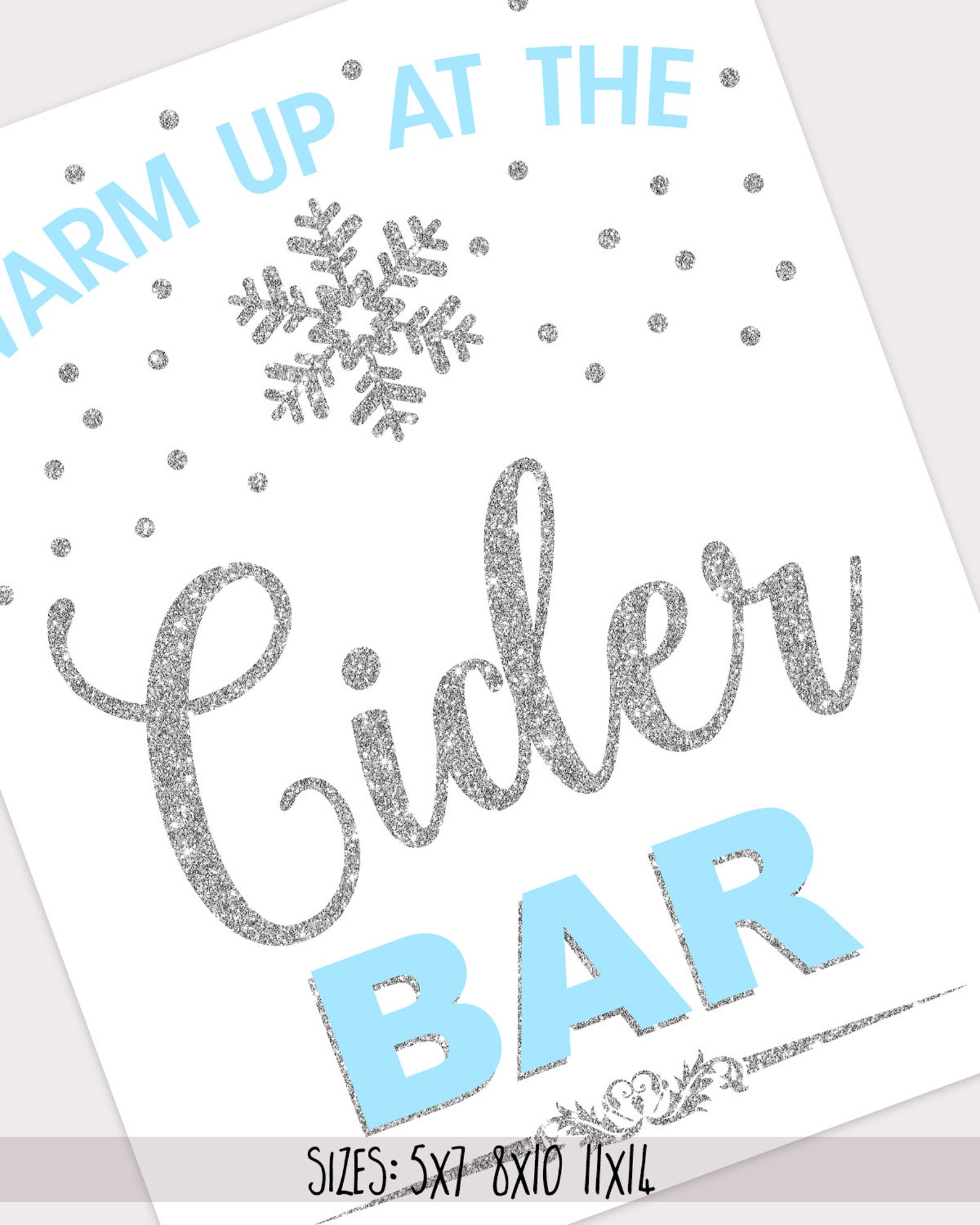 Cider Bar Sign Printable, Winter Onederland Decorations, Blue and ...