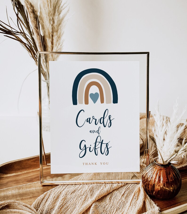 EDITABLE Boho Rainbow Thank You Card Printable Boy Baby | Etsy
