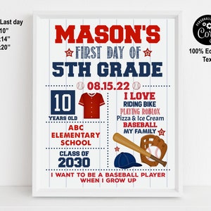 ANY GRADE Baseball First or Last Day of School Sign Printable, Back to ...