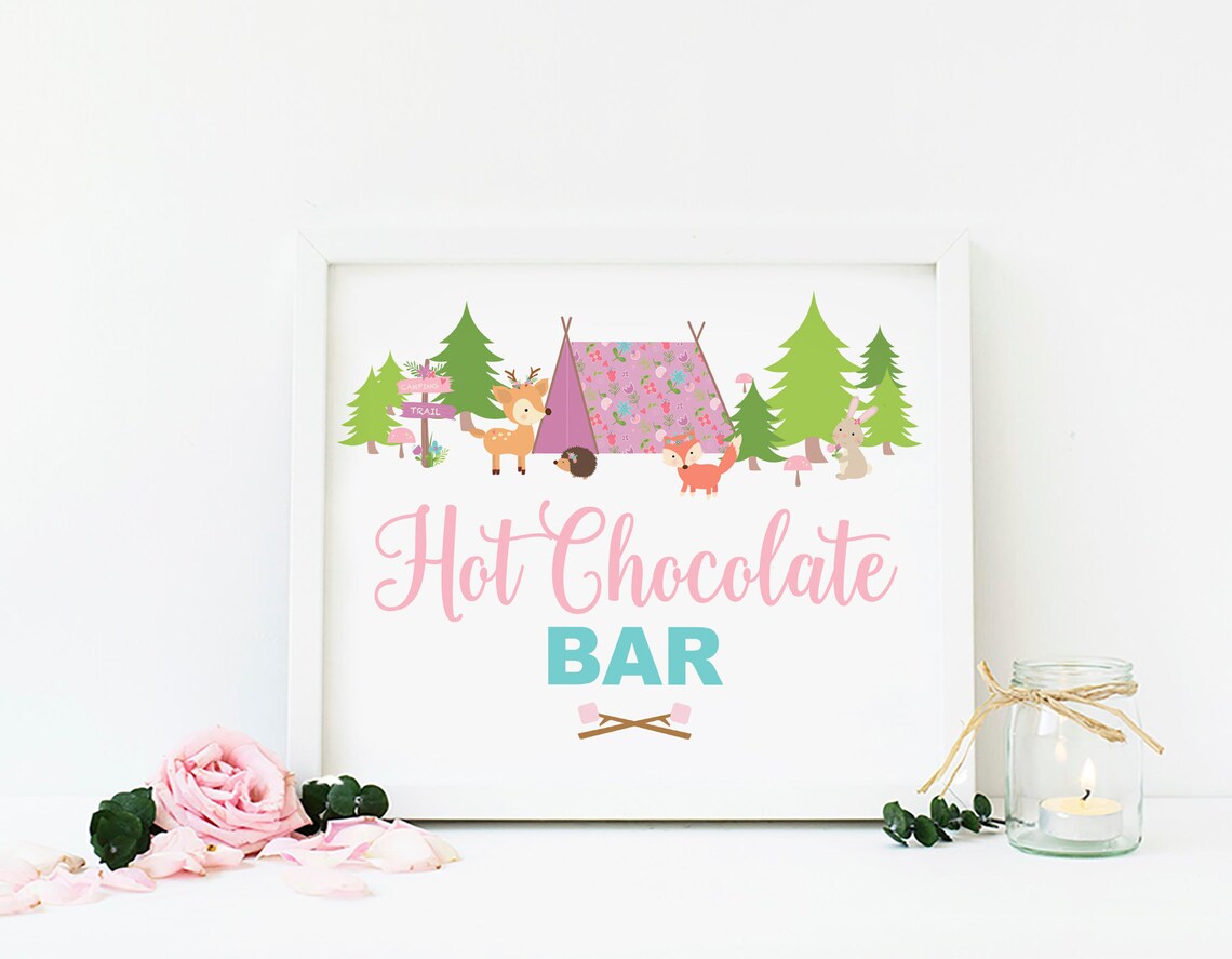 Camping Happy Birthday Banner Girl Camp Birthday Party | Etsy