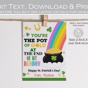 You're the Pot of Gold at the End of My Rainbow, St. Patrick's Day Tag ...