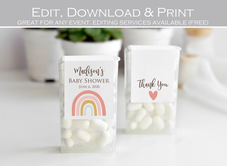 Editable Template Boho Rainbow Banner Printable, Girl Baby Shower ...