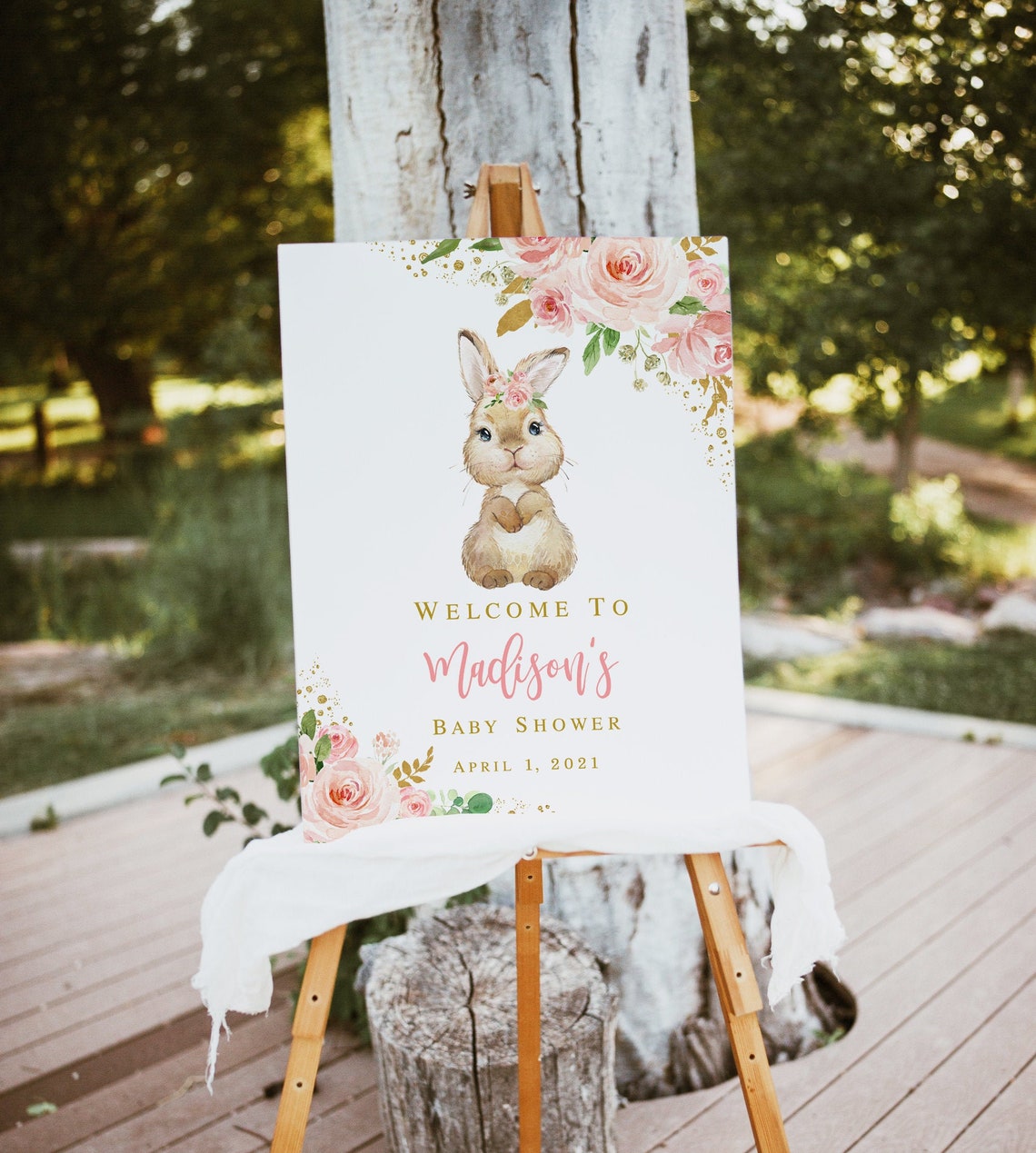 EDITABLE Bunny Welcome Sign Printable, Some Bunny is One, Bunny Baby ...