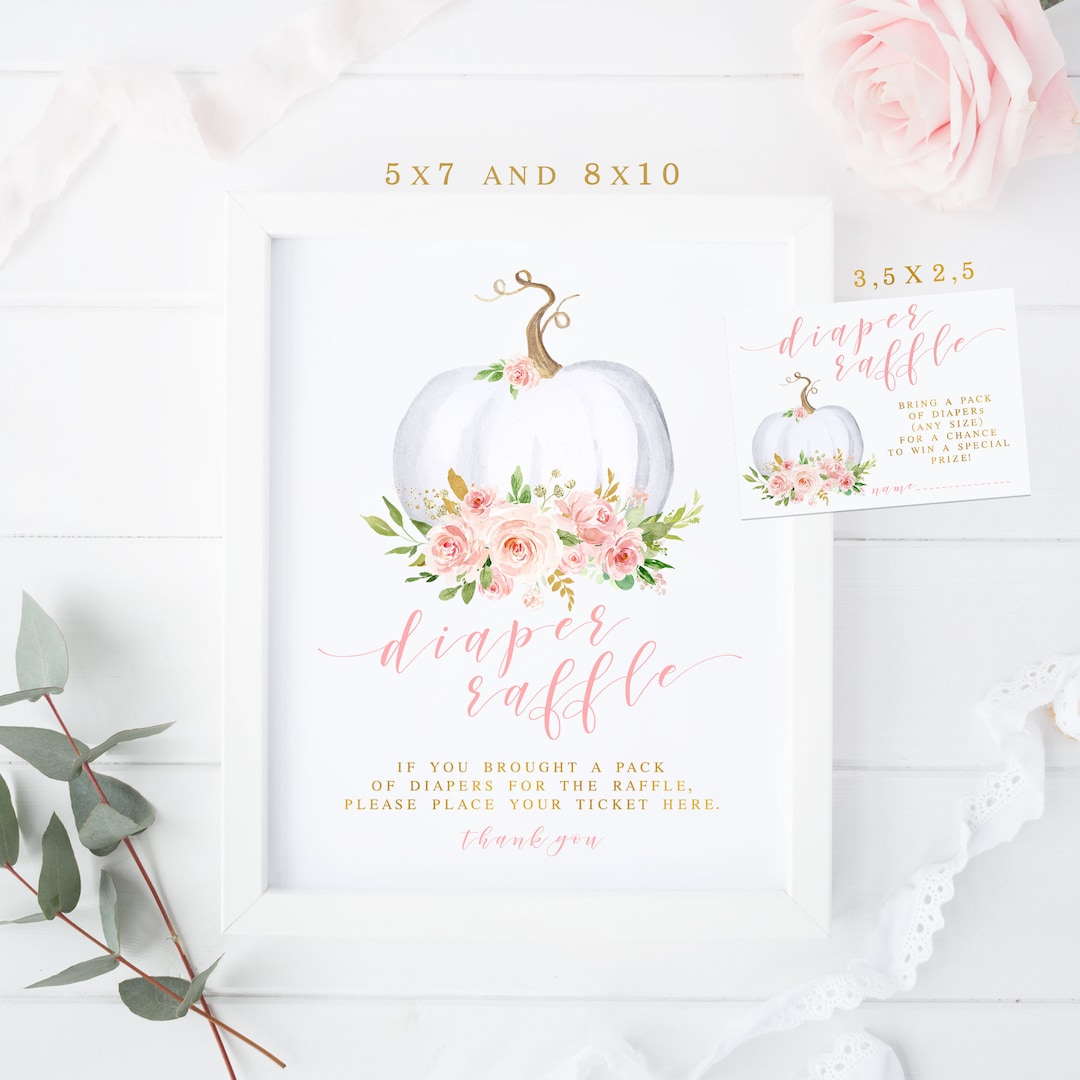 Pumpkin Baby Shower Diaper Raffle Sign and Tickets Printable, Fall ...