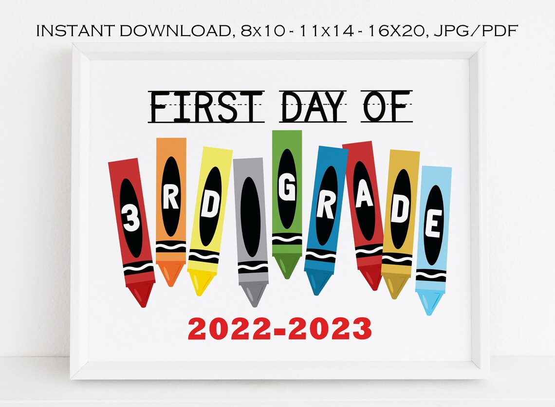 First Day of 3rd Grade Sign First Day of School Printable - Etsy
