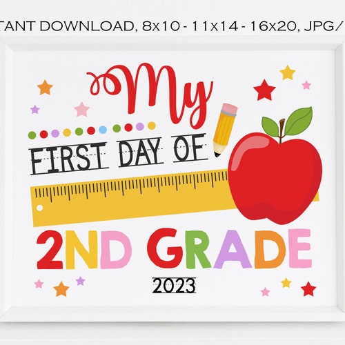 Rainbow First Day of Preschool Sign Printable Girl Back to - Etsy
