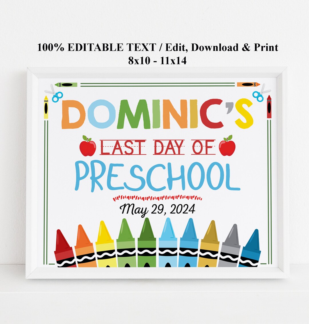 EDITABLE Boy Last Day of School Printable Sign, End of School Year ...