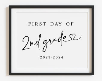 First Day of 2nd Grade Sign Printable Back to School Photo - Etsy