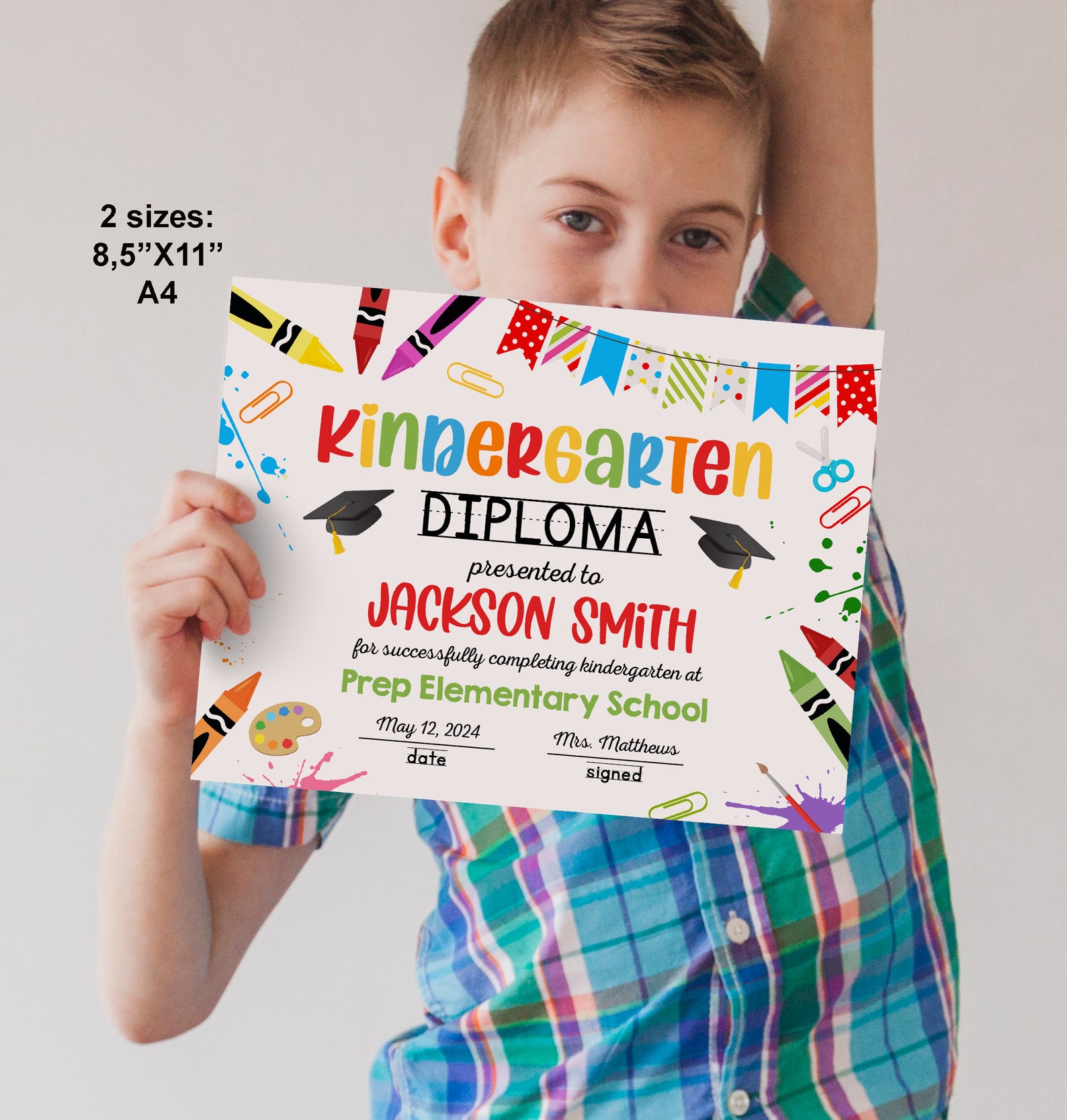 EDITABLE Kindergarten Diploma Printable, Kids Kindergarten Graduation ...