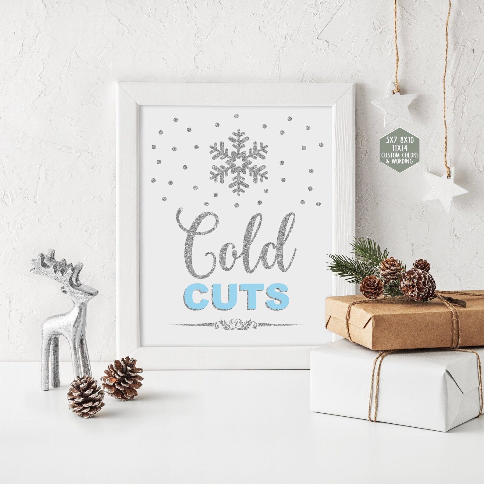Cold Cuts Sign Printable, Winter Onederland Decorations, Blue and ...