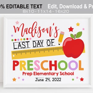 EDITABLE Girl Last Day of School Printable Sign End of - Etsy