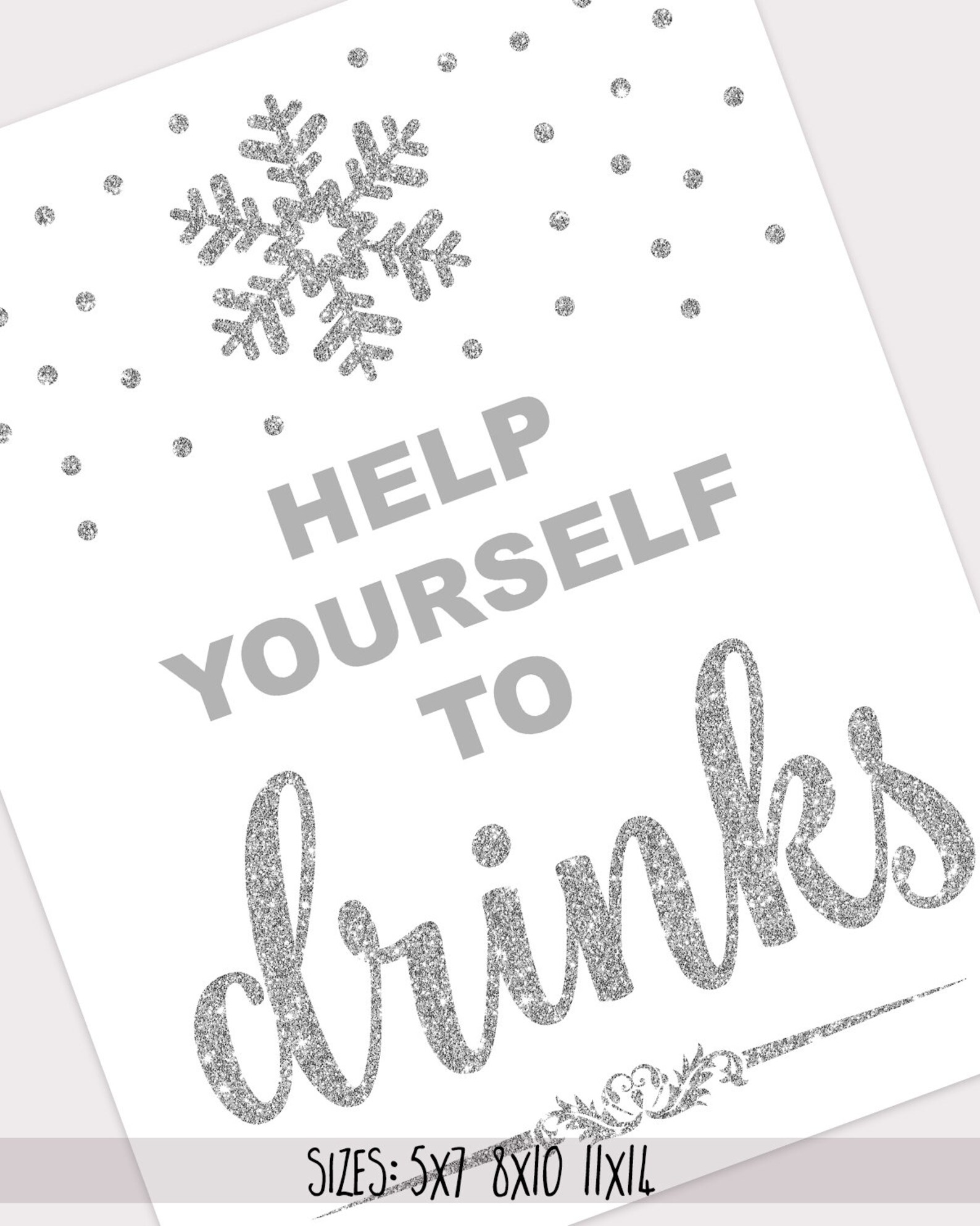 Help Yourself to Drinks Sign Printable, Winter Onederland Decorations ...