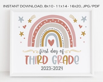PRINTABLE First Day of Third Grade Sign Instant Download - Etsy