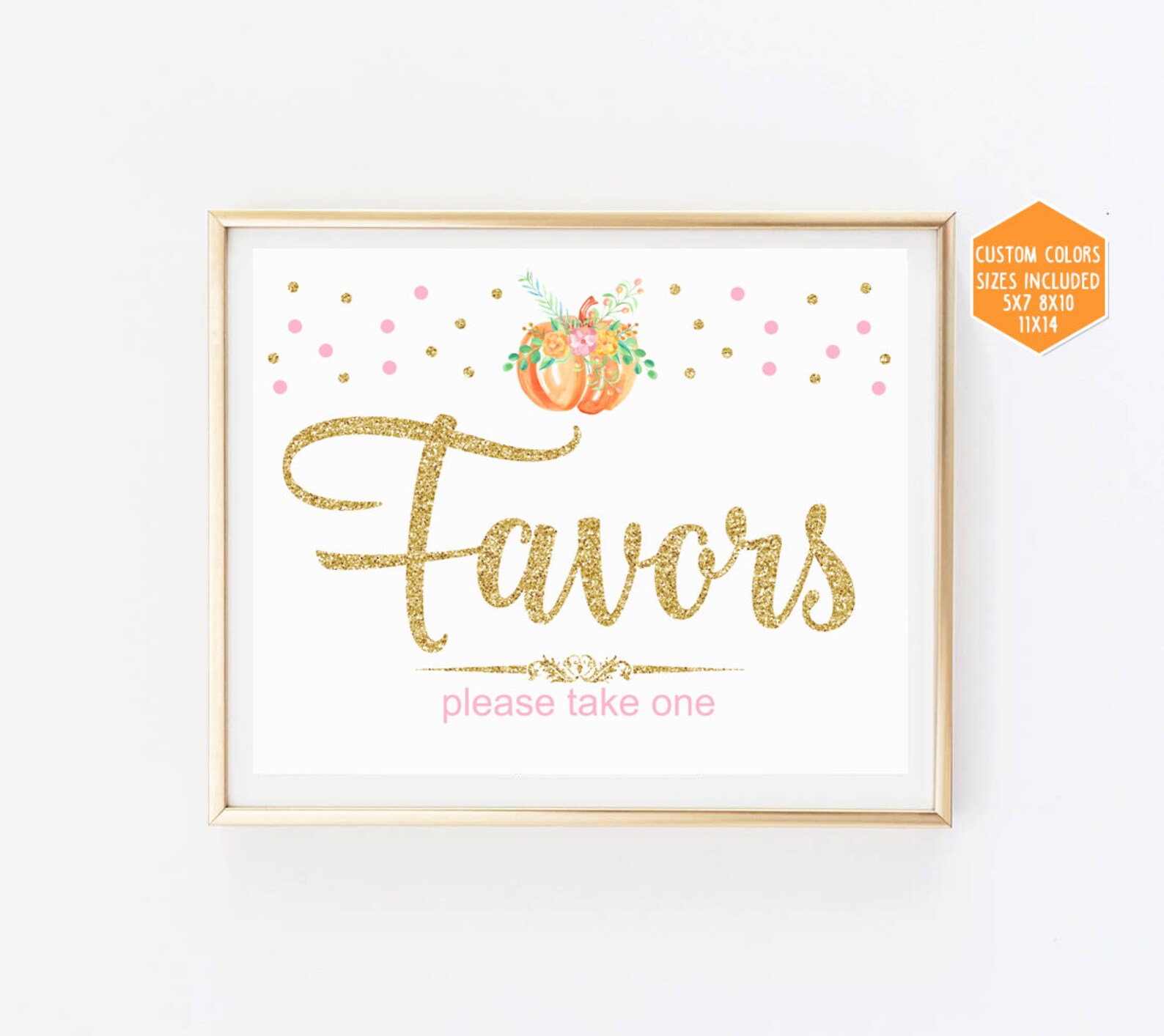 Favors Sign Printable Fall Girl Baby Shower Sign Pink and | Etsy
