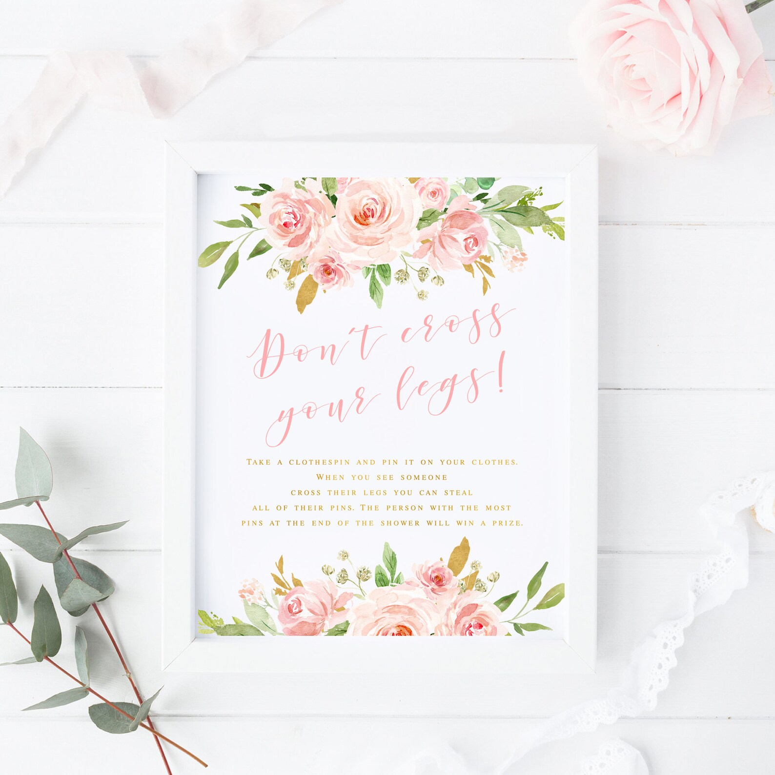 Don't Cross Your Legs Sign Printable, Blush Pink Floral Girl Baby ...