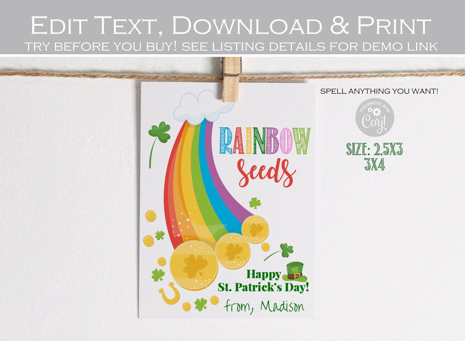 EDITABLE You're the Pot of Gold at the End of My Rainbow | Etsy