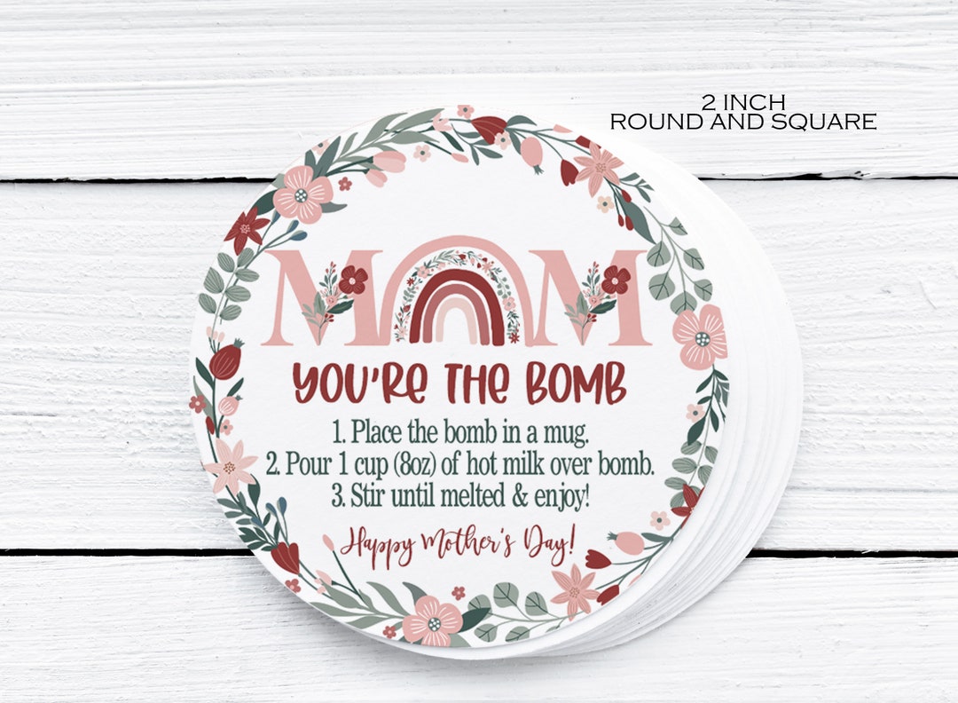 Mother's Day Hot Chocolate Bomb Tags Printable, Floral Boho Rainbow Hot ...