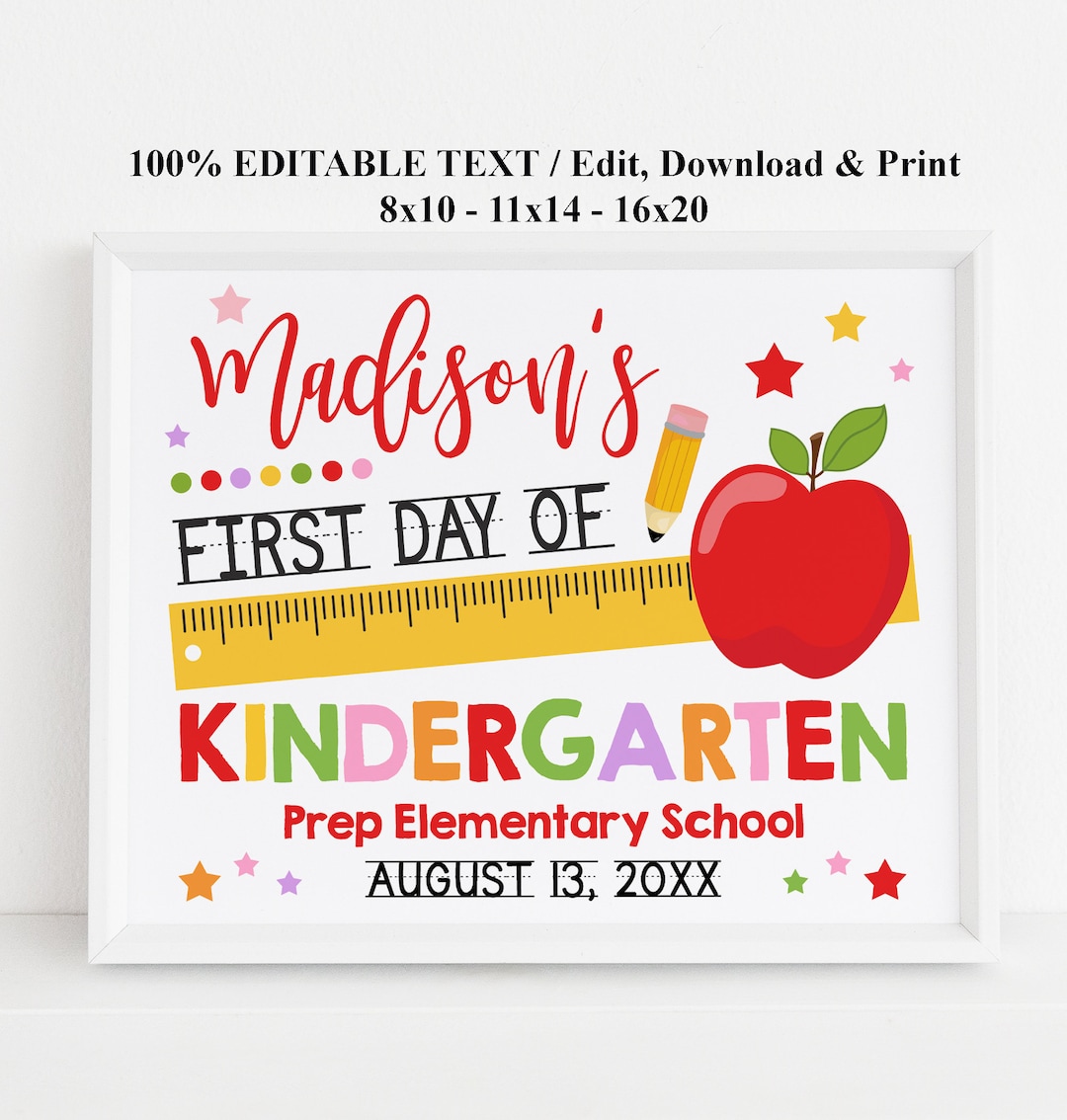 Editable Girl First Day of School Sign Printable, Back to School ...
