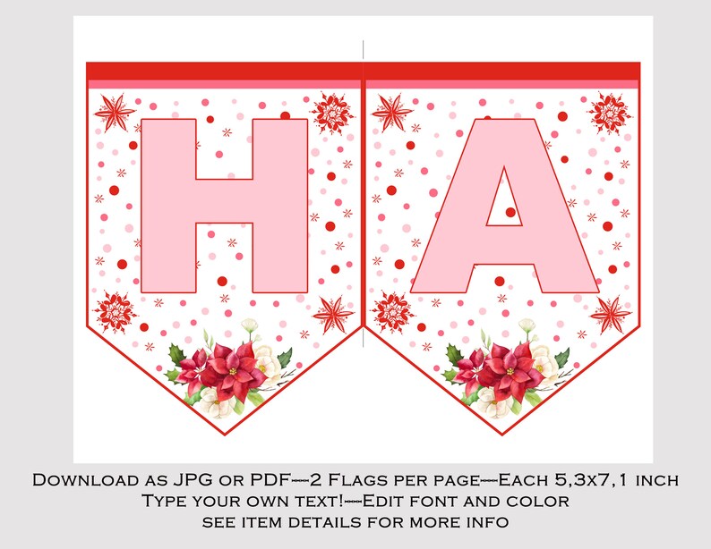 Reindeer Happy Birthday Banner Printable Girl Deer Birthday - Etsy