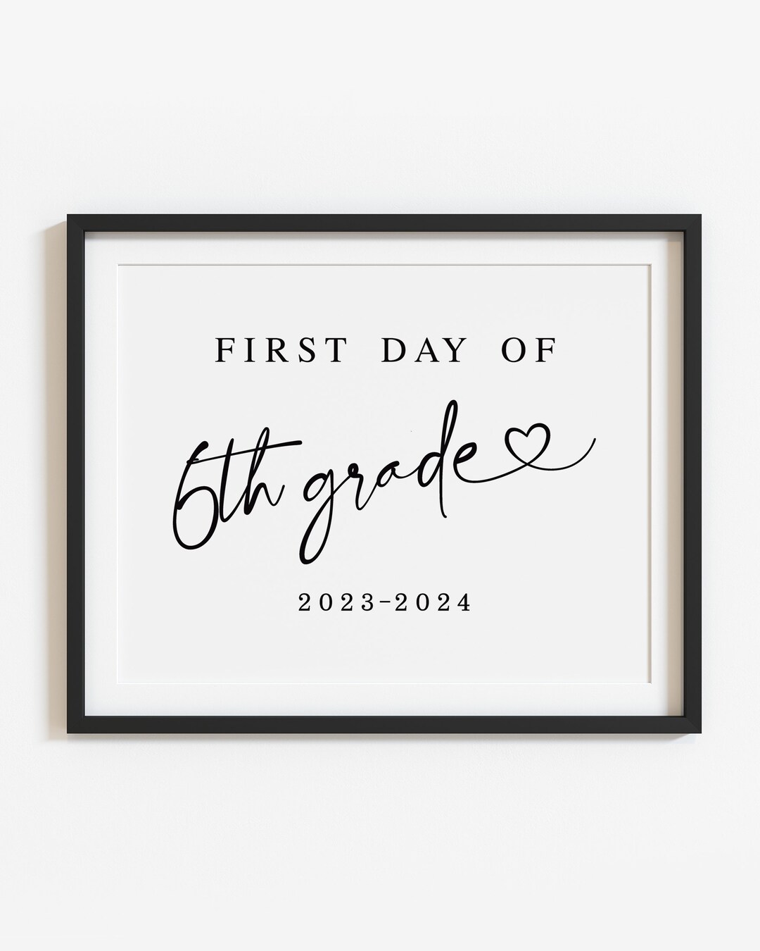 Minimalist First Day of 6th Grade Sign Printable Modern Back - Etsy