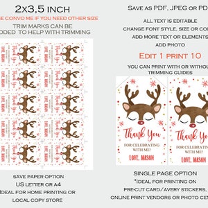 Reindeer Thank You Tags Oh Deer 1st Birthday Party Favor | Etsy