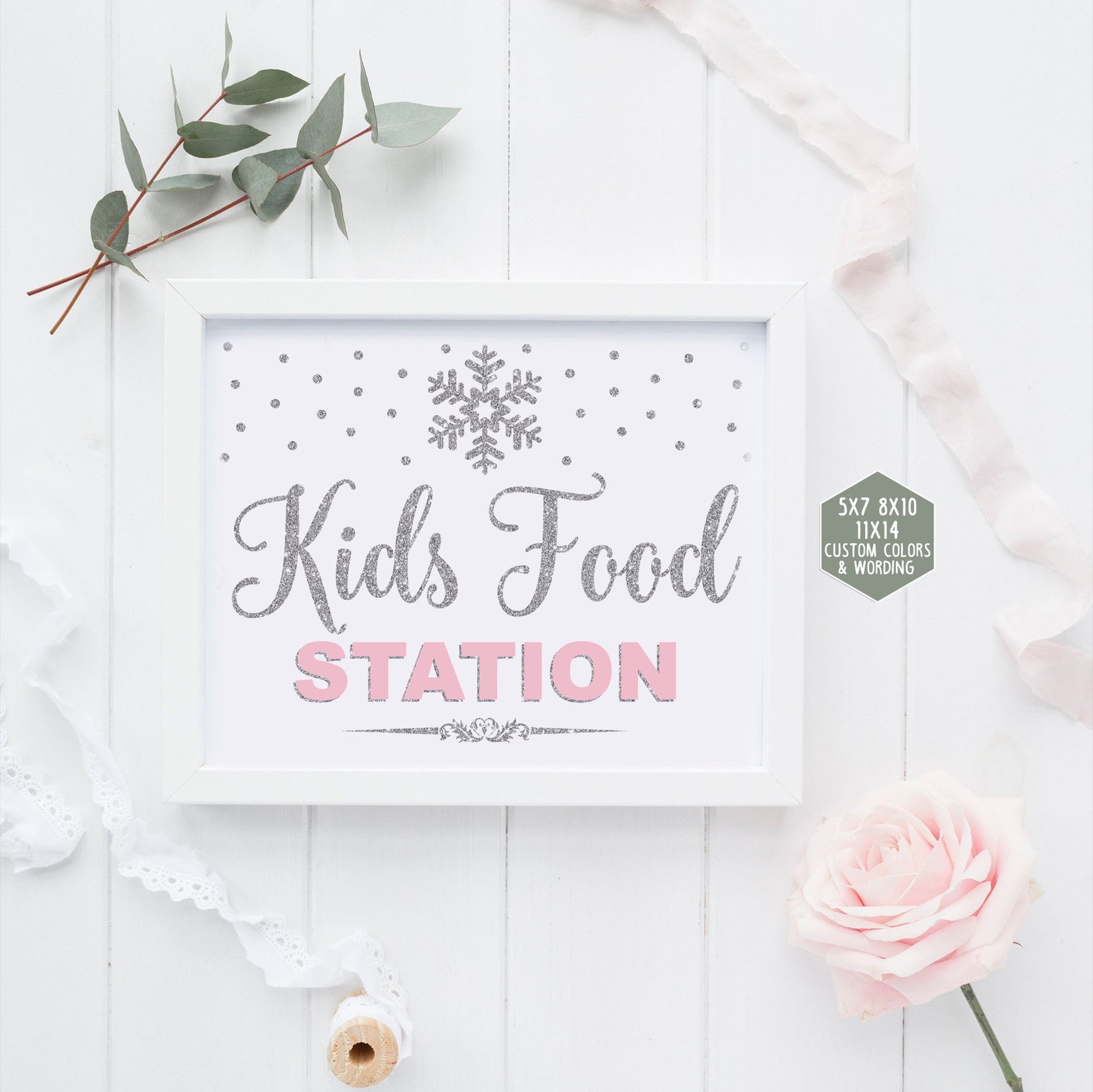 Kids Food Station Sign Printable Winter Onederland - Etsy