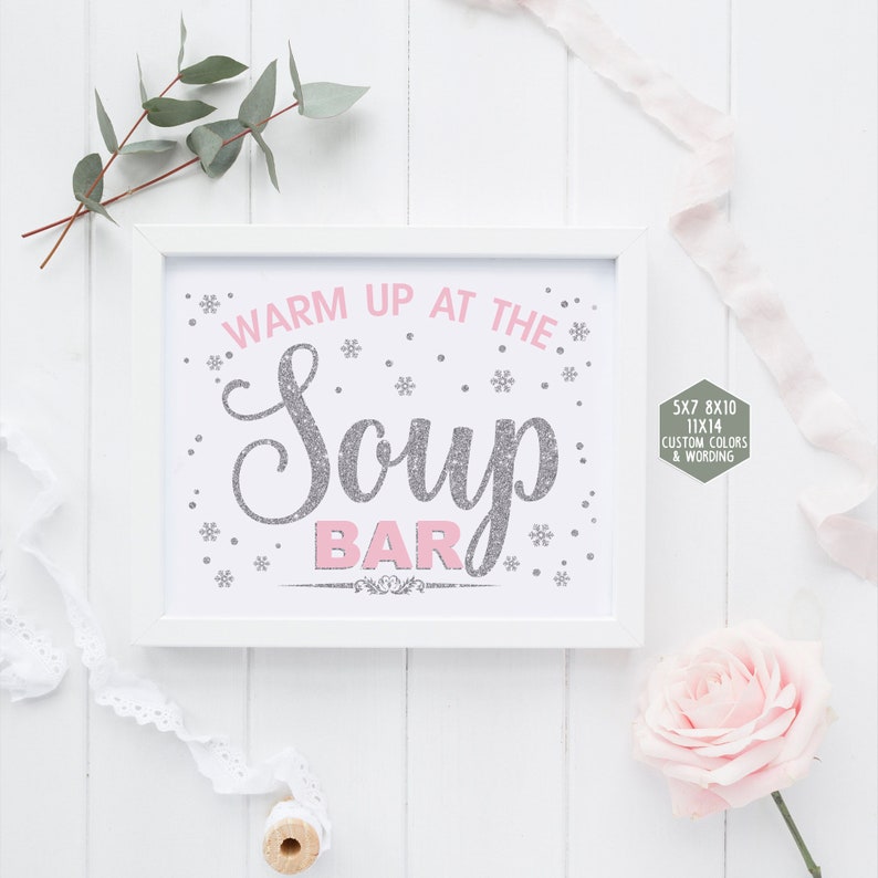 Soup Bar Sign Printable Winter Onederland Decorations Pink - Etsy