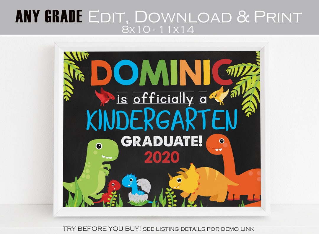ANY GRADE Editable Dinosaur Preschool Graduation Diploma, Boy ...