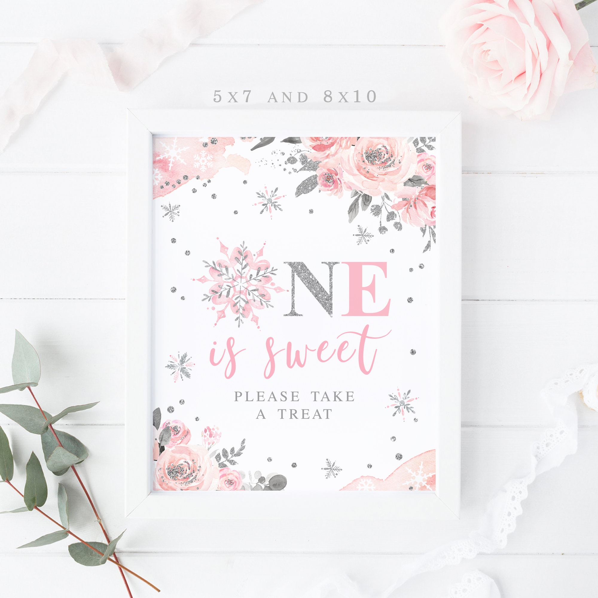 One is Sweet Please Take a Treat Table Sign Printable Winter | Etsy