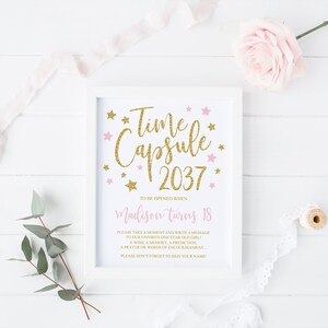 Time Capsule First Birthday Sign and Message Cards, Girl Twinkle ...