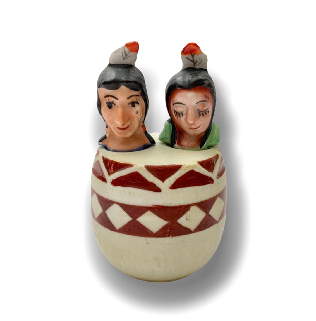 Vintage North American Indian Nodders Boy Girl Couple Salt & Pepper ...