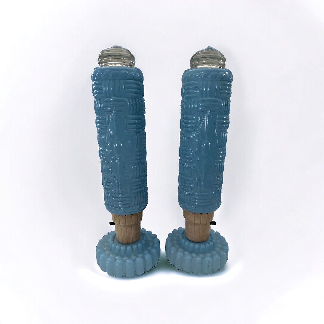 Blue Art Deco Glass Torpedo Bullet Lamps - Etsy