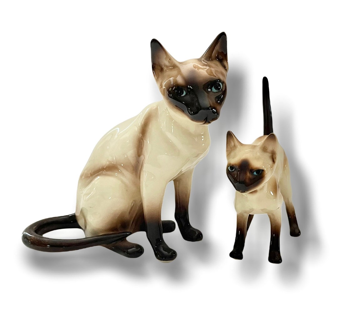 Lefton Siamese Cat and Kitten Figurines Blue Eyes Mid Century Japan - Etsy