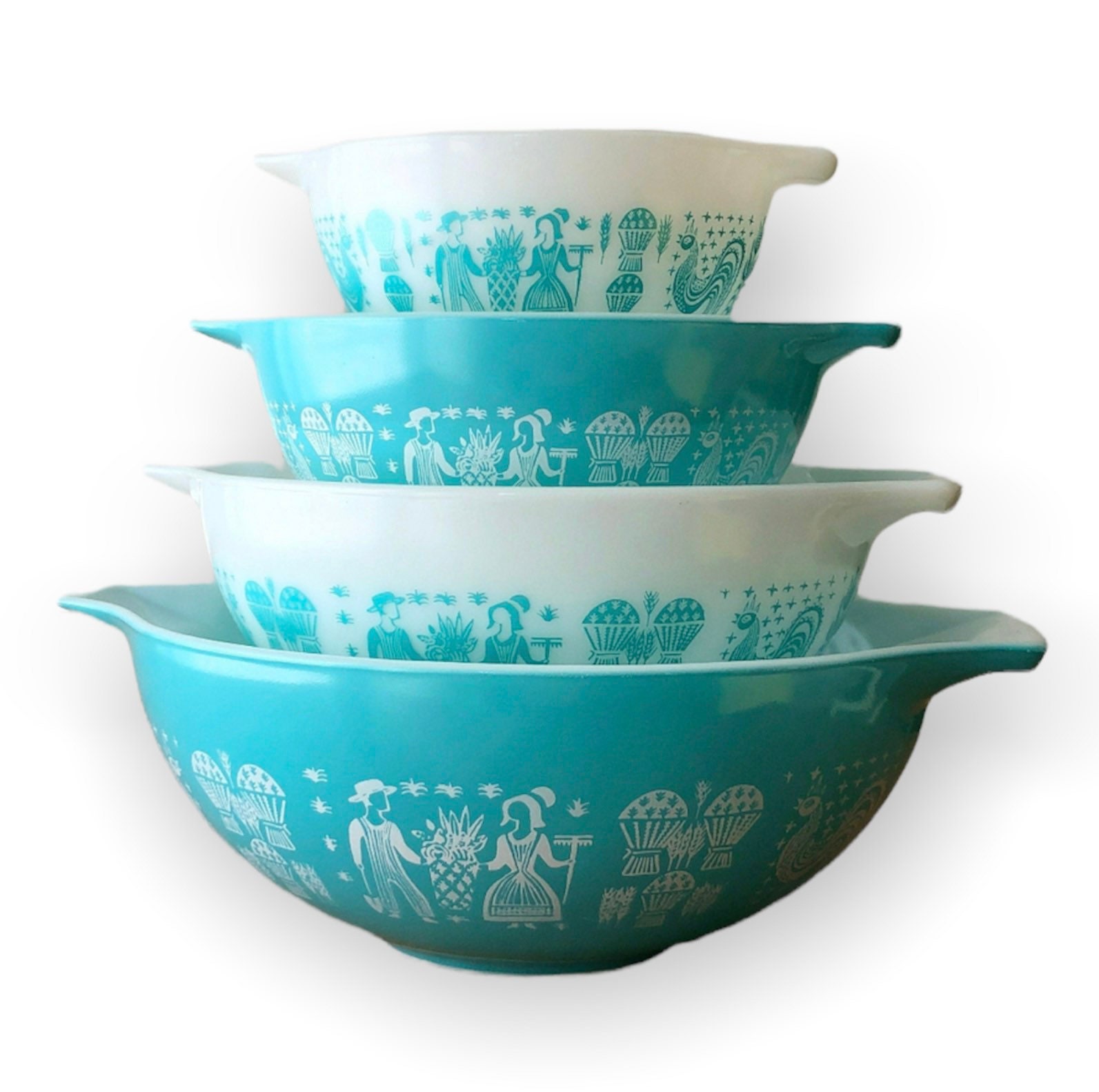 Vintage Set of Pyrex Turquoise Amish Butterprint Cinderella - Etsy