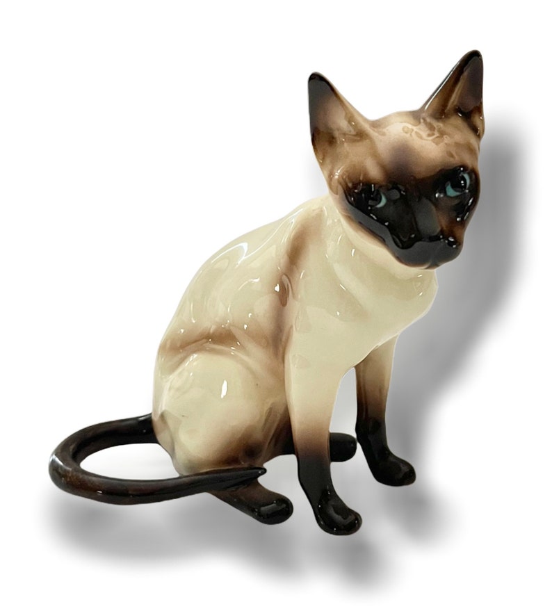 Lefton Siamese Cat and Kitten Figurines Blue Eyes Mid Century | Etsy