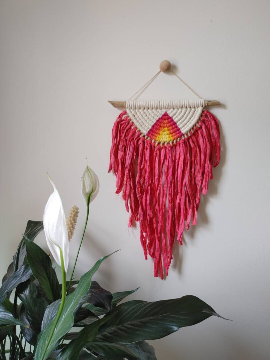 Pink Fire Wall Hanging / Hot Pink Macrame / Eclectic Fiber Art - Etsy