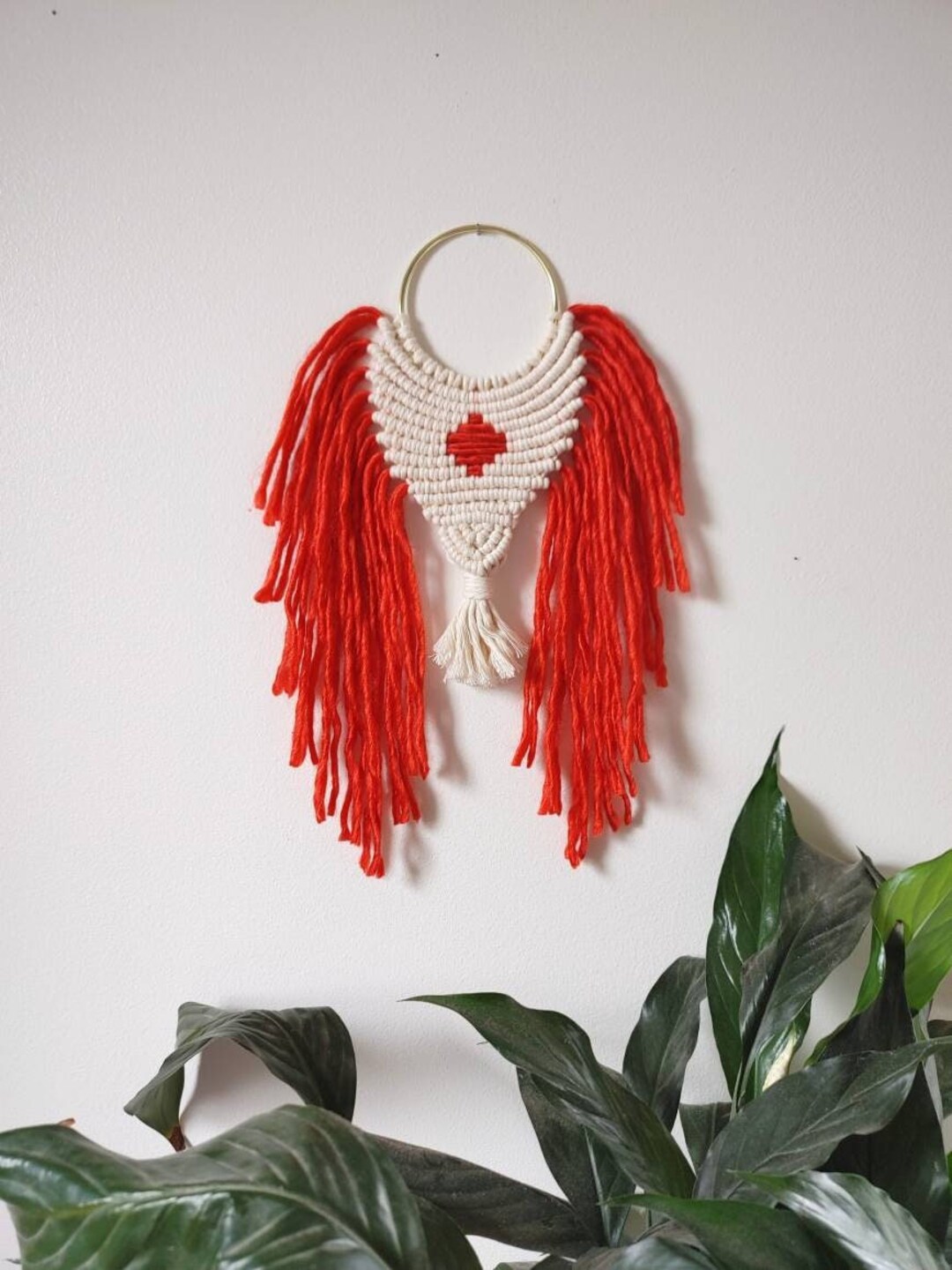 Phoenix Bird / Red Macrame Wings / Angel Wings / Bird Dreamcatcher ...