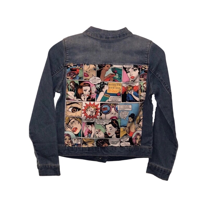 Kids Denim Jacket Comic Book Comic Back Panel Unisex Jean - Etsy
