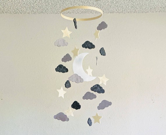 DIY Felt Mobile Kit Moon Stars and Cloud Cutouts With A Hoop | Etsy
