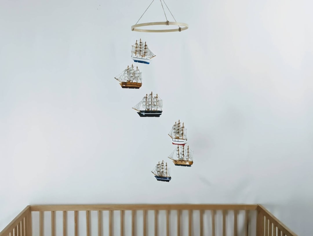 Ocean Ship Baby Mobile - Nautical Theme Nursery Decor - Baby Boy Mobile ...