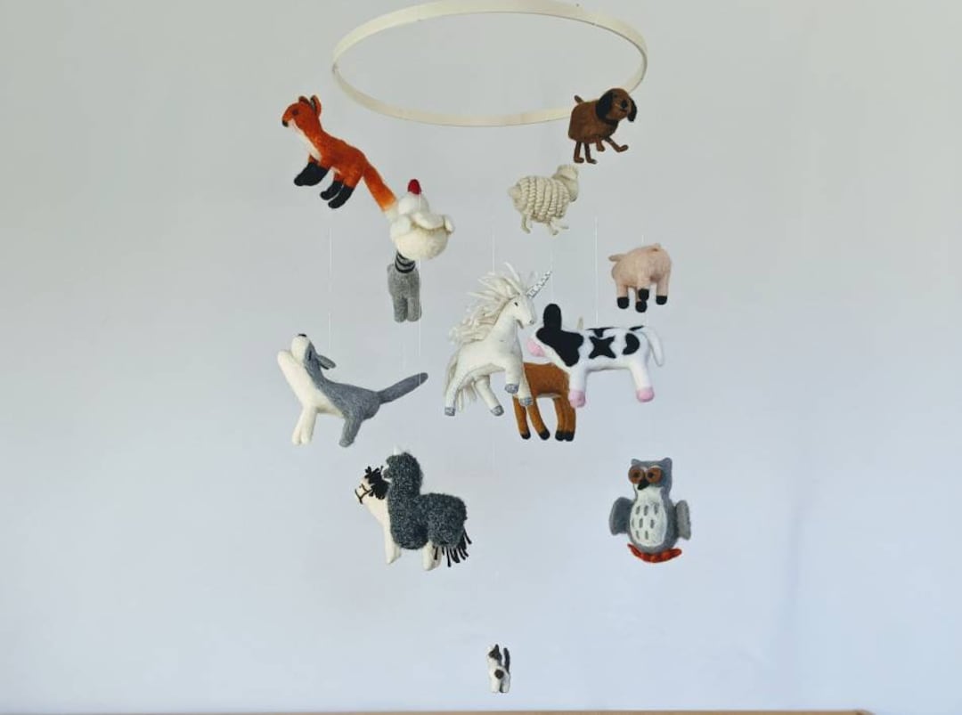 Felt Animal Baby Mobile for the Woodland Nursery - Plush Forest Animals ...