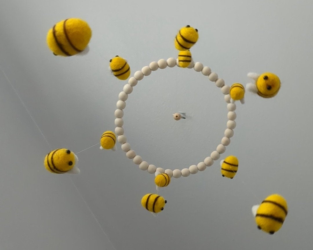 Felt Bees Mobile - Bear Themed Nursery Hanging - Baby Mobile With ...