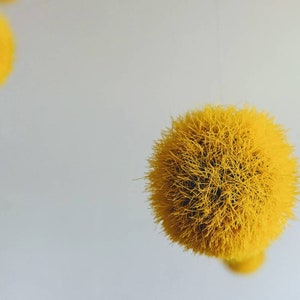 Natural Puff Ball Mobile in Mustard Yellow Baby Mobile With Spinning ...