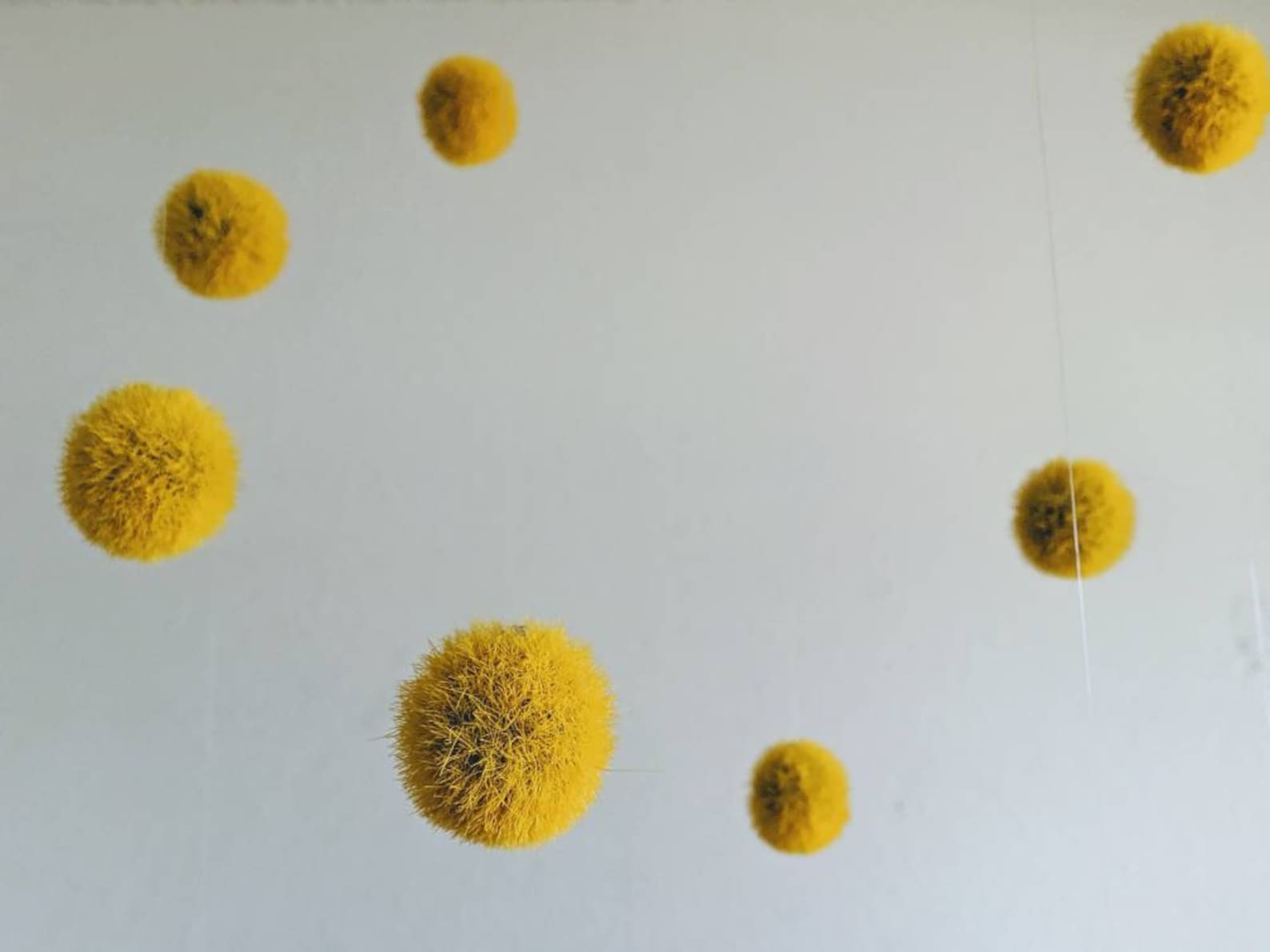 Natural Puff Ball Mobile in Mustard Yellow Baby Mobile With - Etsy