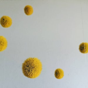 Natural Puff Ball Mobile in Mustard Yellow Baby Mobile With Spinning ...