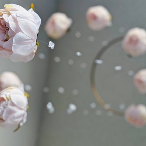 Jumbo Pink Peony Baby Mobile With Rhinestones - Handmade Nursery Decor ...