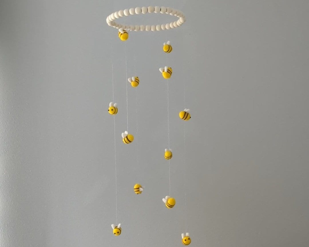 Felt Bees Mobile - Bear Themed Nursery Hanging - Baby Mobile With ...