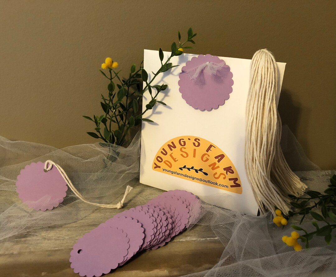 100 Handmade Cardstock Circle Scalloped Price Tags With String Unstrung ...